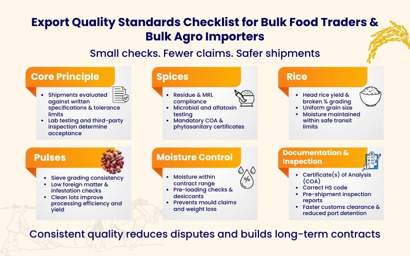 Export Quality Standards for Spices, Rice and Pulses
